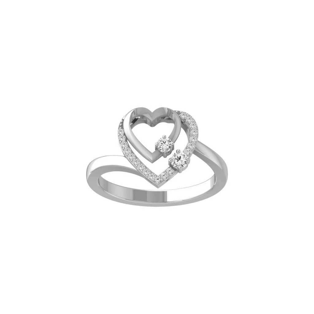 Double Heart Design Wedding Ring, Unique Engagement Ring, 1.3 Ct Round ...