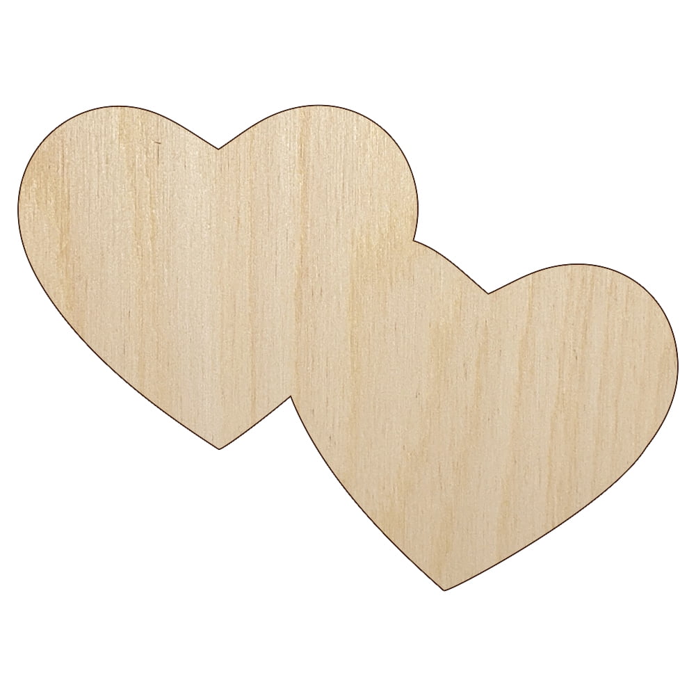 Double Heart Symbol Wood Shape Unfinished Piece Cutout Craft DIY ...
