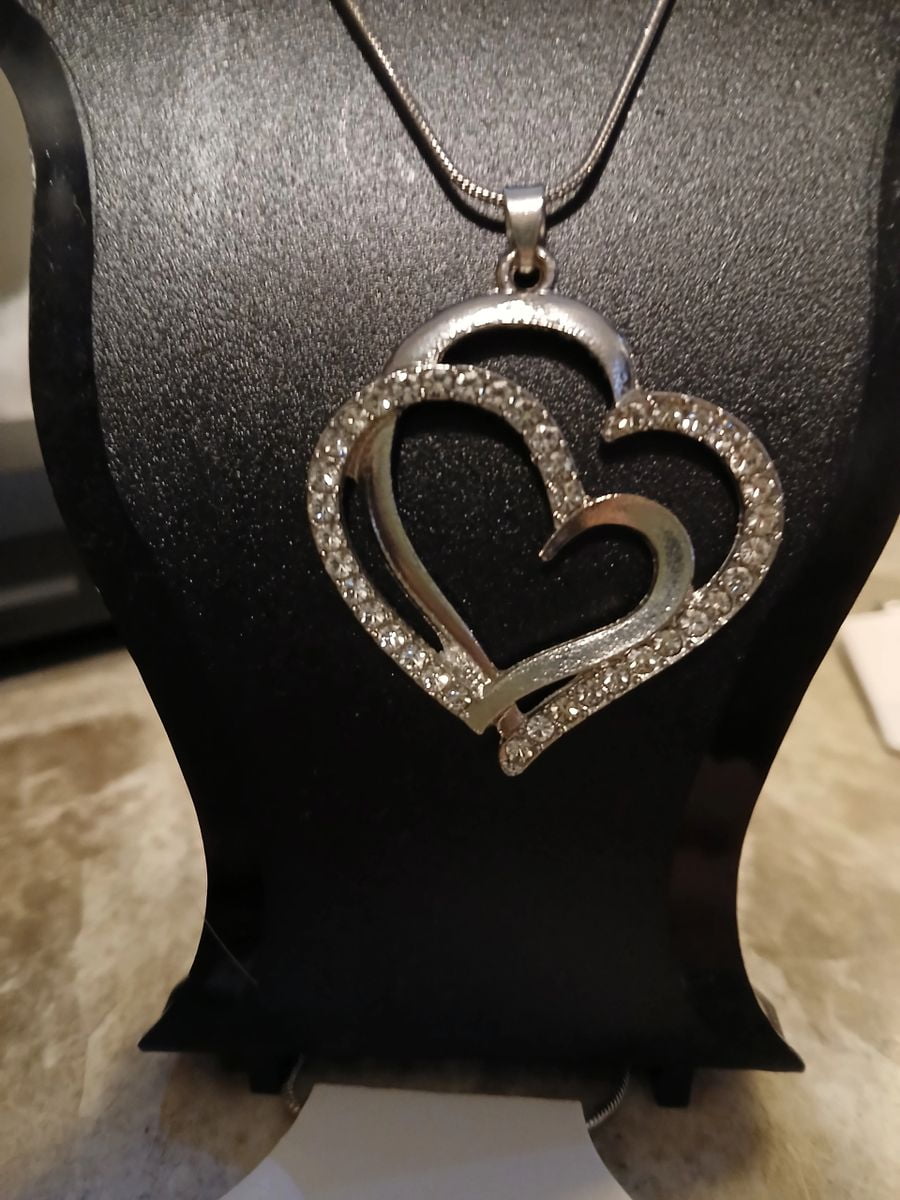 Double Heart necklace (Silver) - Walmart.com