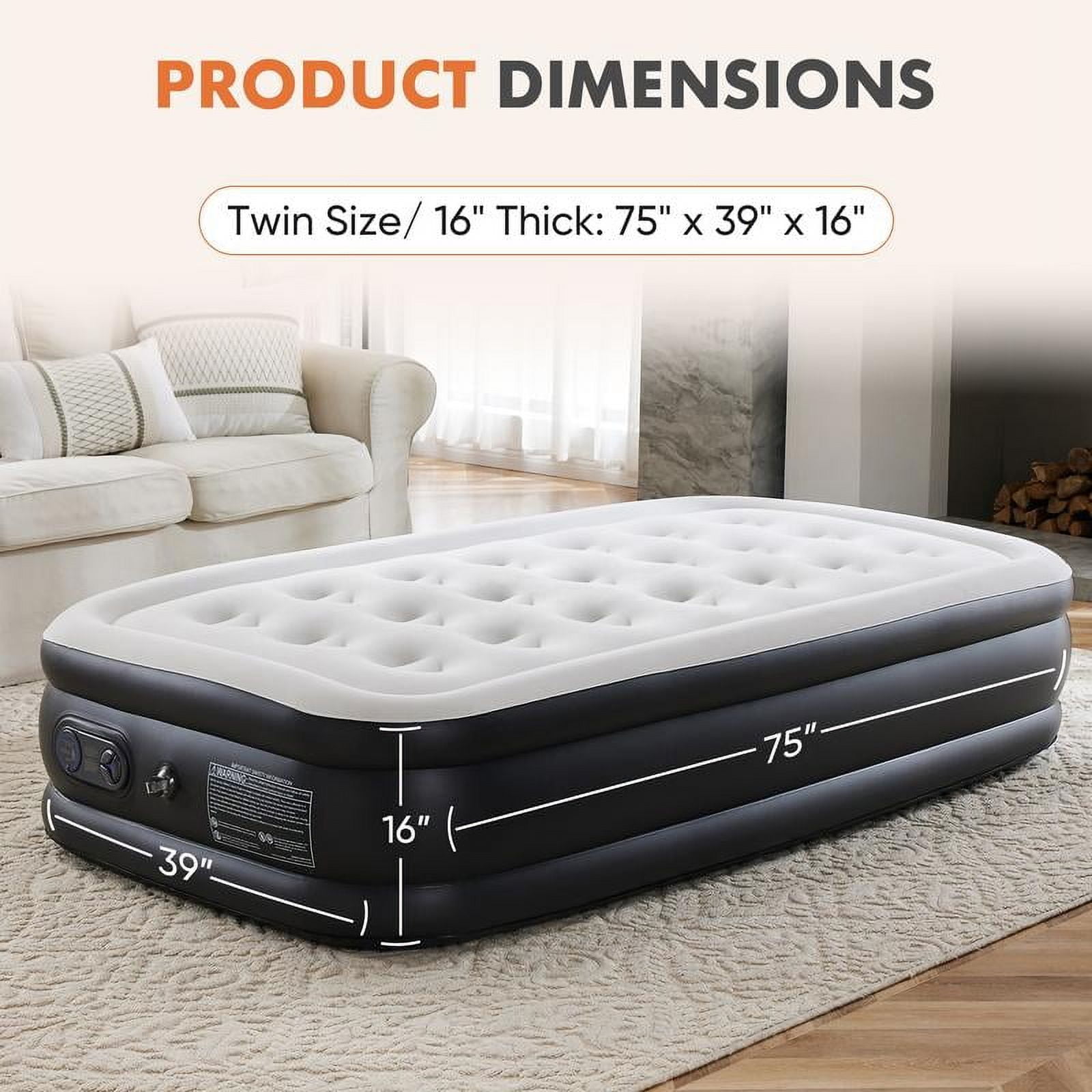 Double Height Inflatable Air Mattress with Built-in High-Capacity Pump ...