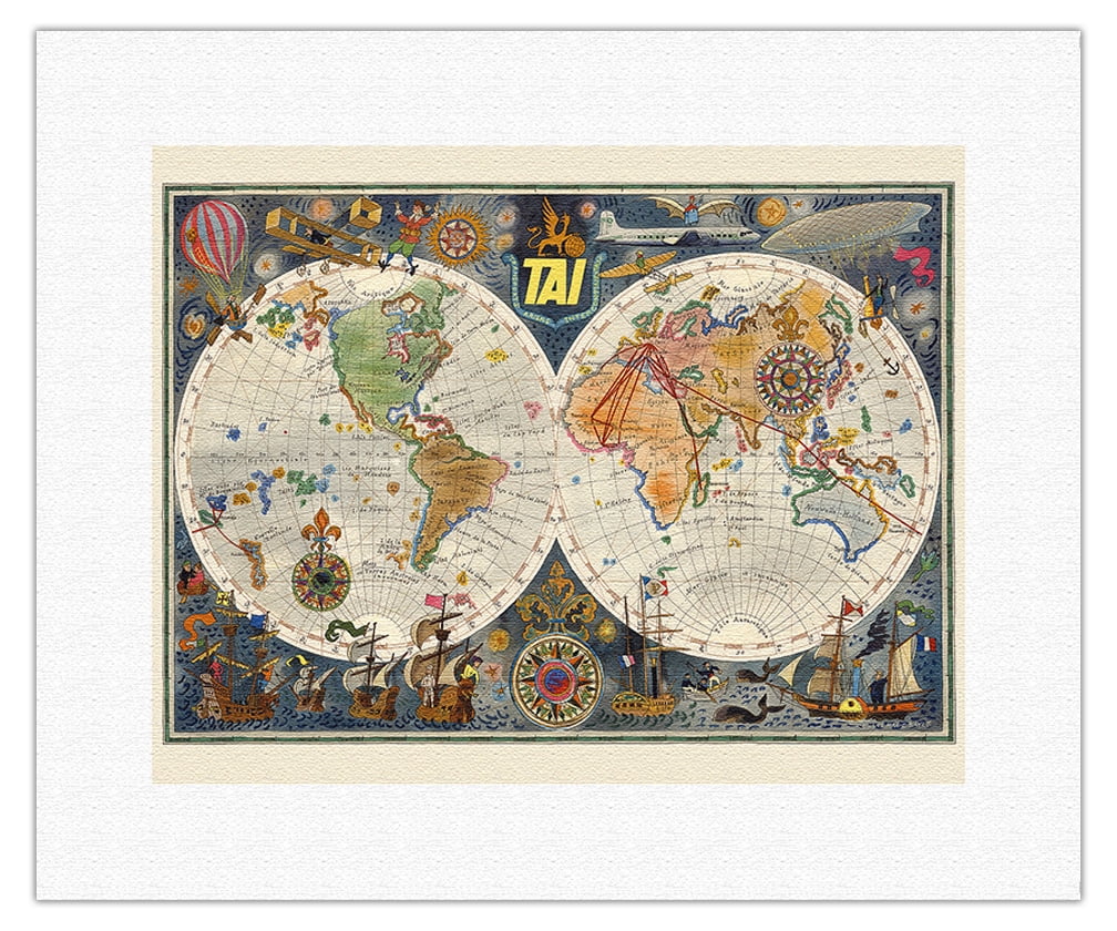 Double Hemisphere Route Map - TAI Airline - Vintage Airline Travel ...