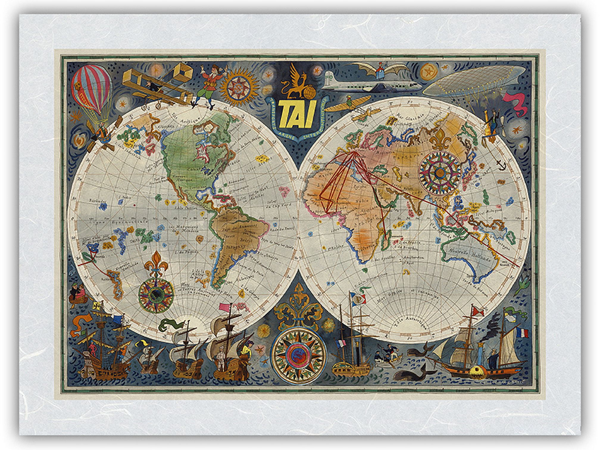 Double Hemisphere Route Map - TAI Airline - Vintage Airline Travel ...