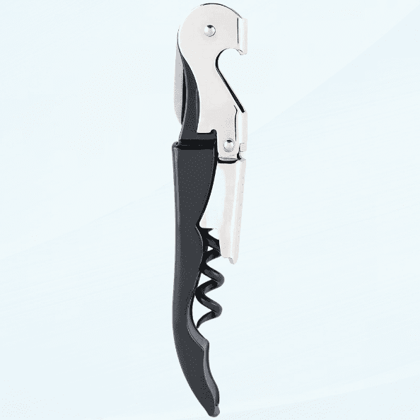 Double Hinged Waiter’s Corkscrew, Black Wine Bottle Opener with Flat ...