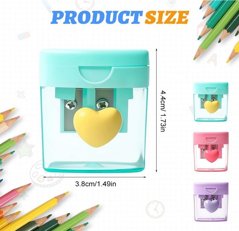 Double Hole Pencil Sharpener with Cover, Oval Manual Carbon Steel Blade ...