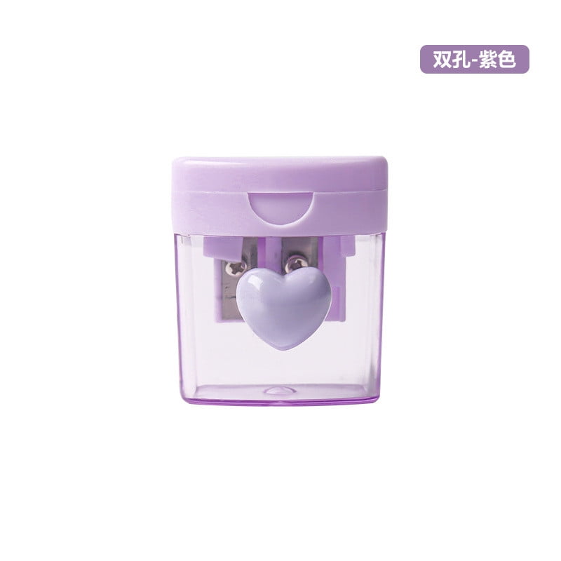 Double Hole Pencil Sharpener with Cover, Oval Manual Carbon Steel Blade ...