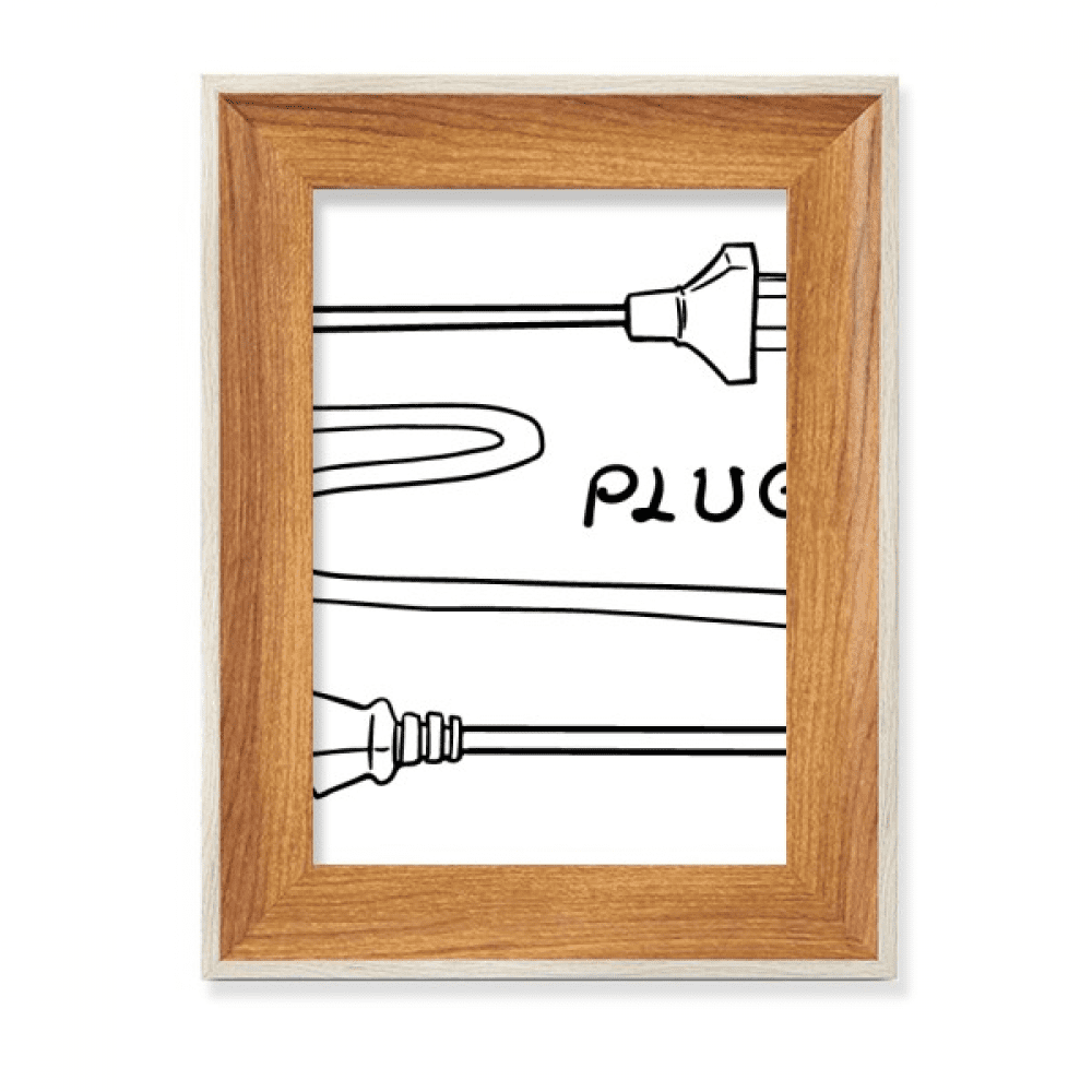 Double Hole Plug Line Hand-drawing Desktop Wooden Photo Frame Display ...