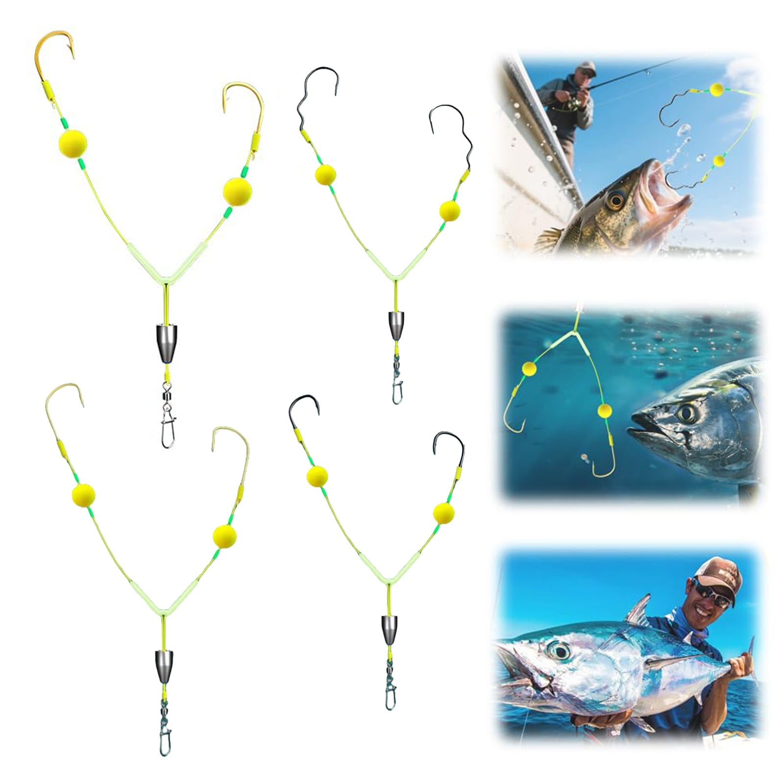 Double Hook Fishing Tackle Set - Heavy Duty Metal Fishing Hooks for ...