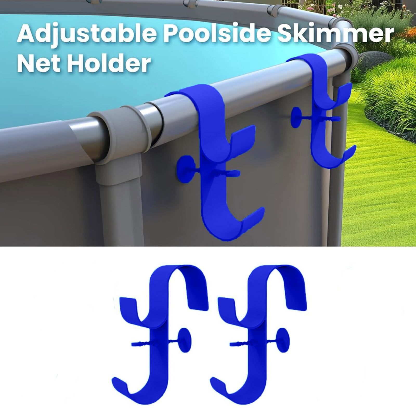 Double Hook Pool Skimmer Hanger Accessory Organizer Pole Design Metal ...
