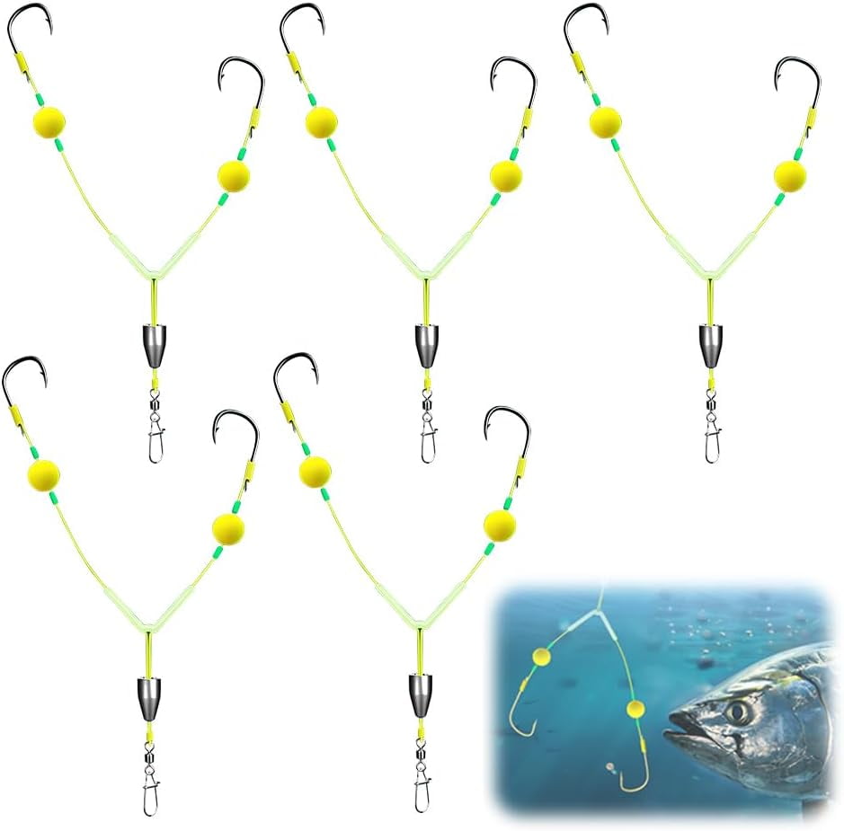 Double-Hook Reverse Bottom Rig, 2025 Upgrade Double Reverse Hooks Set ...