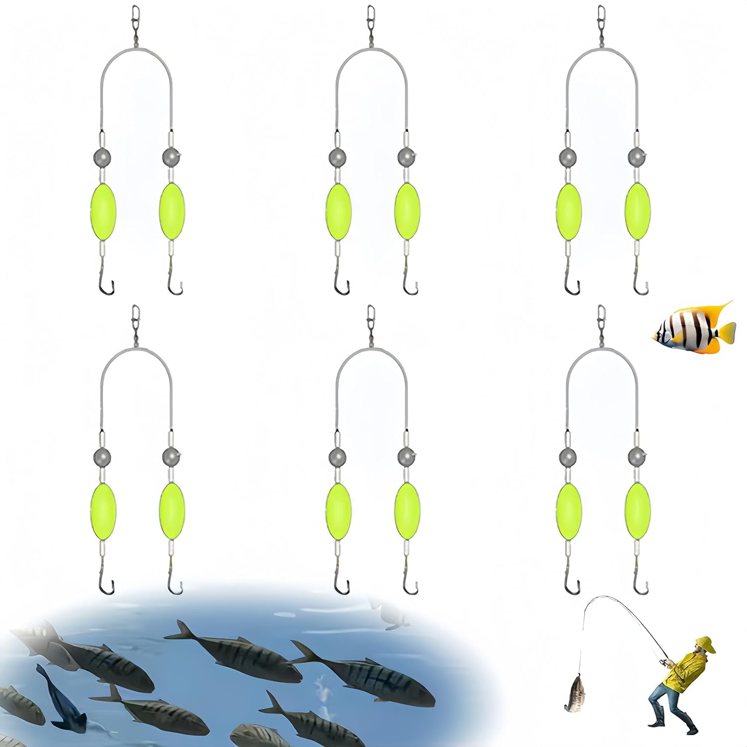 Double-Hook Reverse Bottom Rig, Anti Tangle Split Fishing Hooks Swimming Bait, Double Reverse ...