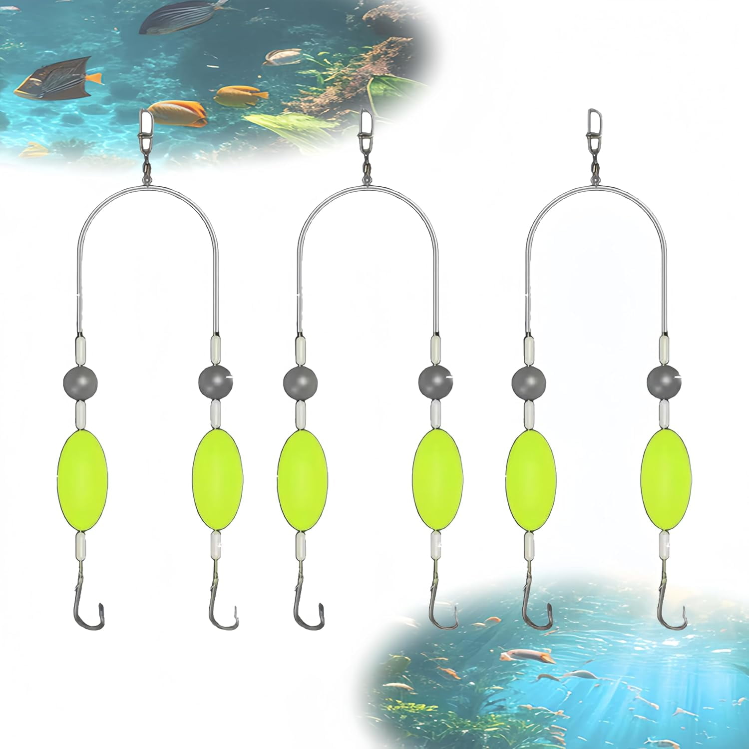Double-Hook Reverse Bottom Rig, Anti Tangle Split Fishing Hooks ...