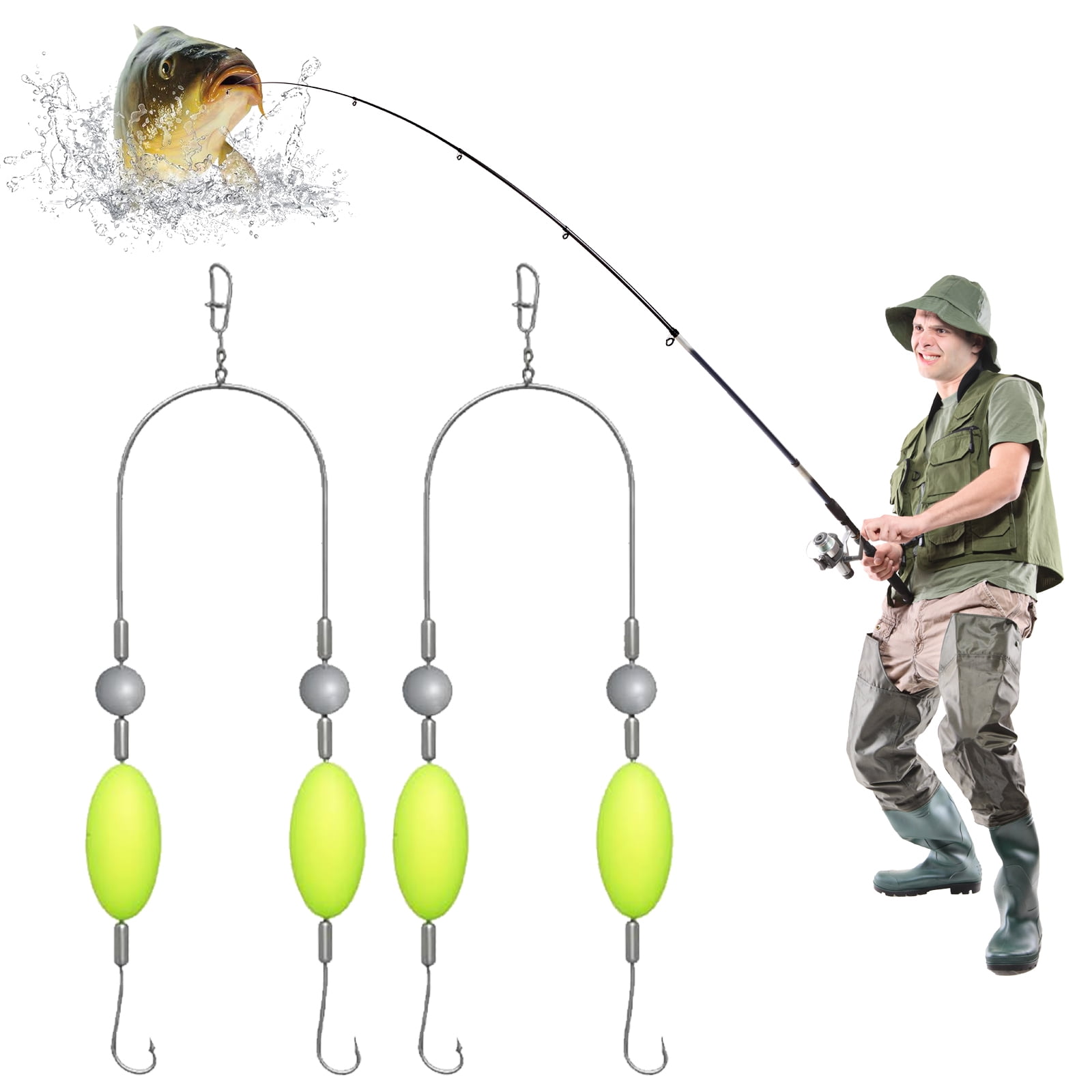 Double-Hook Reverse Bottom Rig, Fishing Double Hooks, Swimming Bait for ...