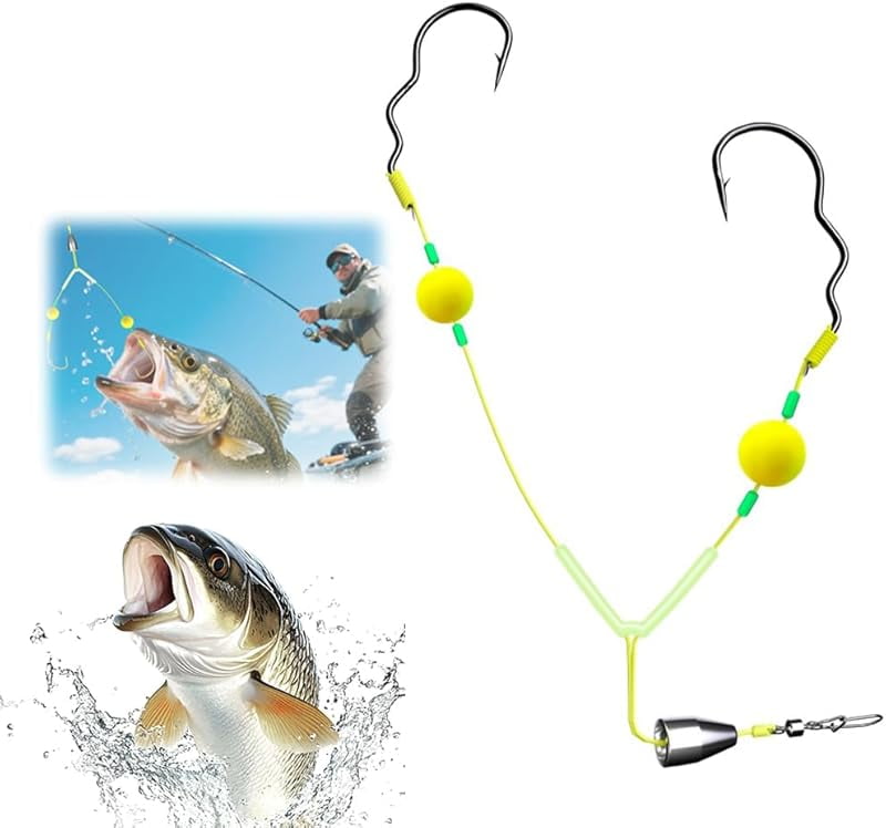 Double Hook Reverse Bottom Rig for Fishing, Reversible Hook for ...