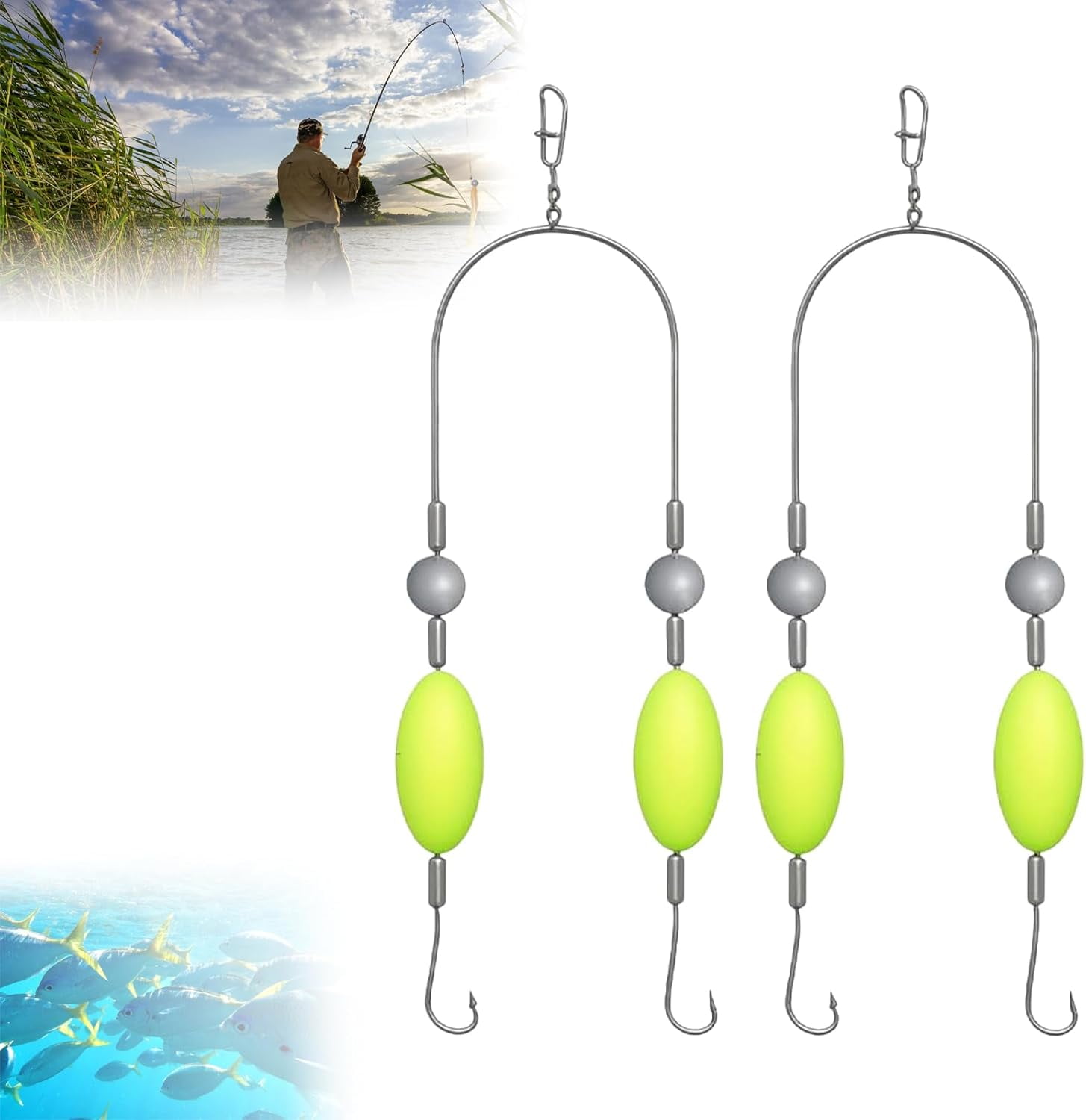 Double-Hook Reverse Bottom Rig, Swimming Bait for Freshwater Saltwater ...