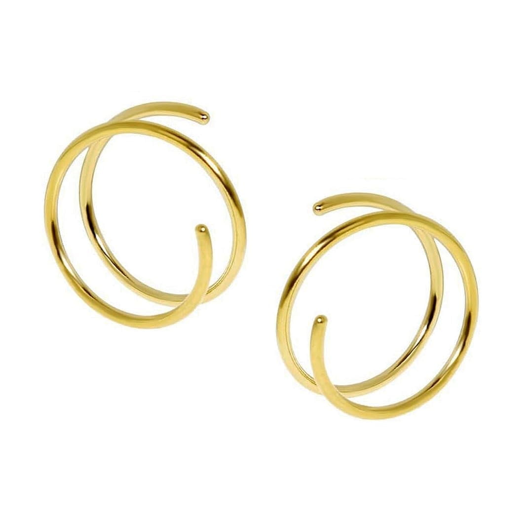Double Hoop Earrings for Single Piercing, 1 Pair Gold Filled Spiral ...