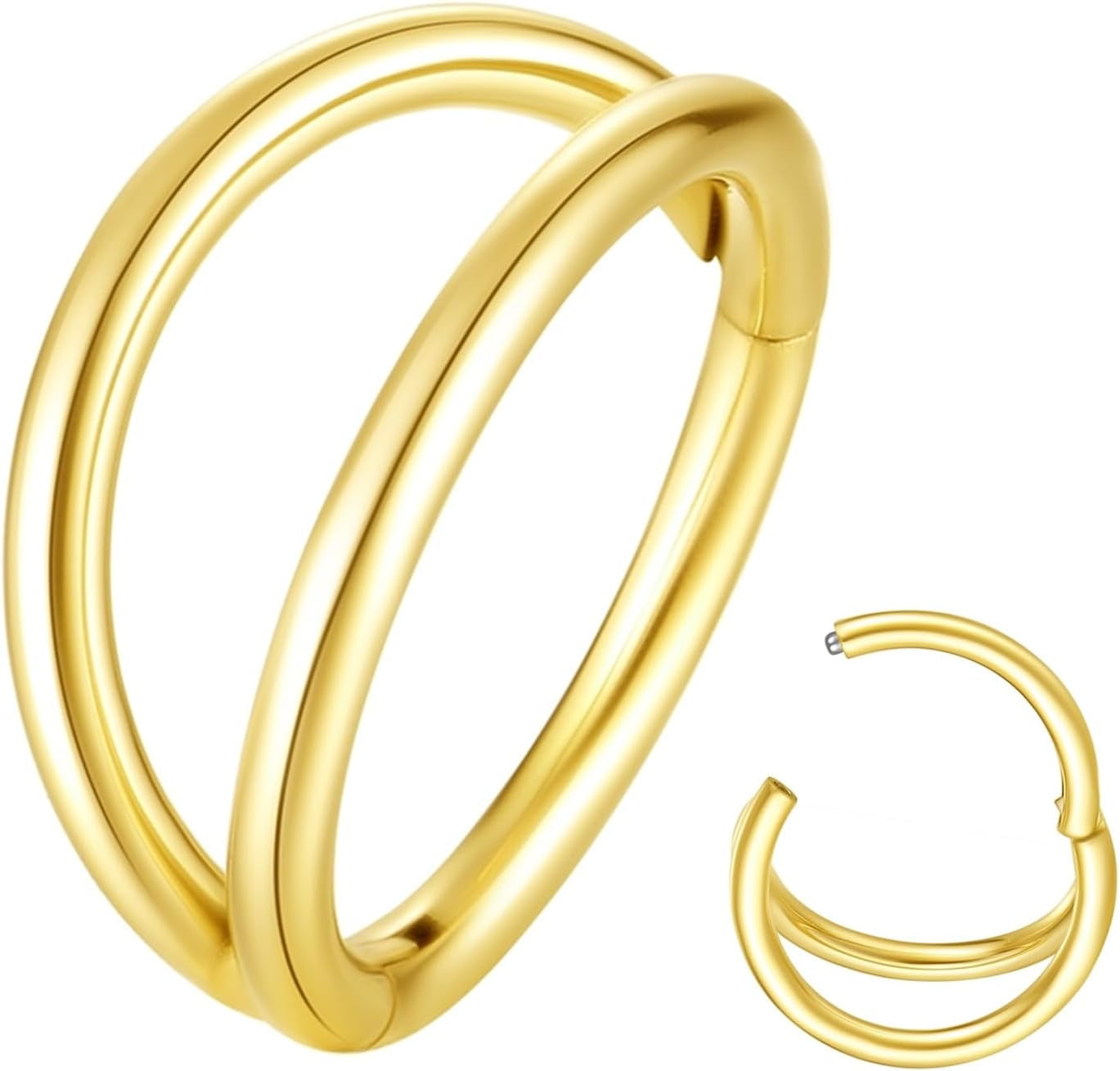 Double Hoop Nose Ring 18G 16G 316L Surgical Steel Cartilage Earring Septum Jewelry Seamless ...