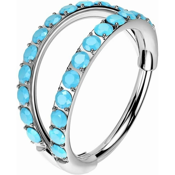 Double Hoop Turquoise Nose Rings Hoops, Cartilage Hoop Earrings for ...