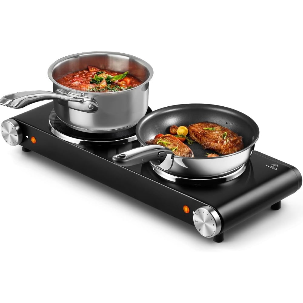 Double Hot Plates Electric Burner, 1800W Countertop Cooktop with ...