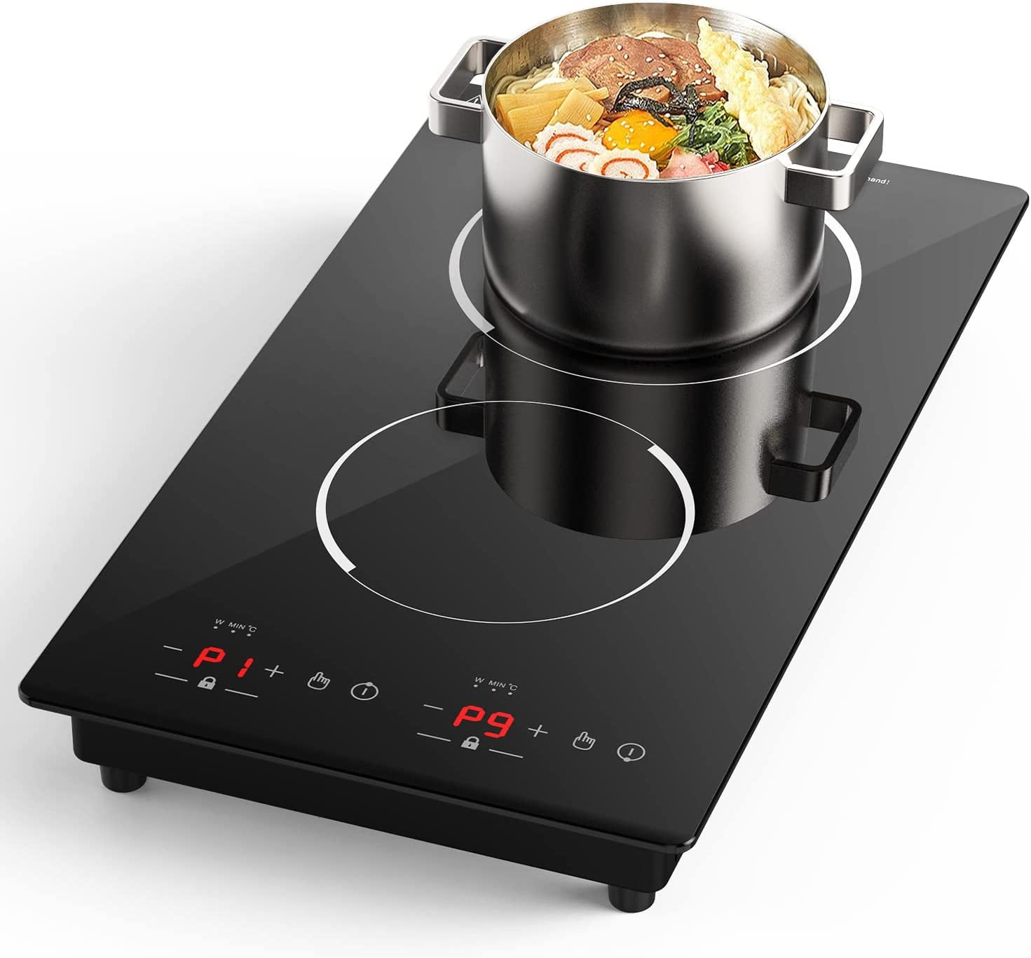 Double Induction Cooktop,110V 2 Burner Induction Cooktop,2300W Electric ...