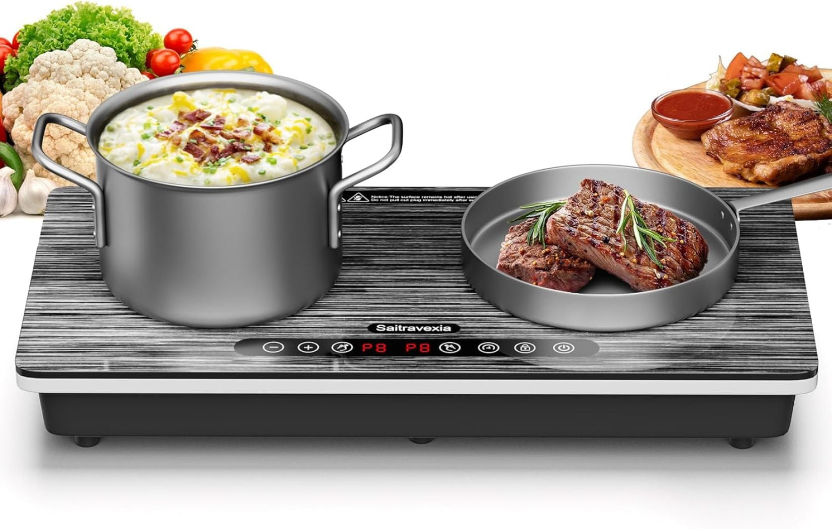 Double Induction Cooktop, 1800W Portable Electric Stove, 18 Inch Sensor ...
