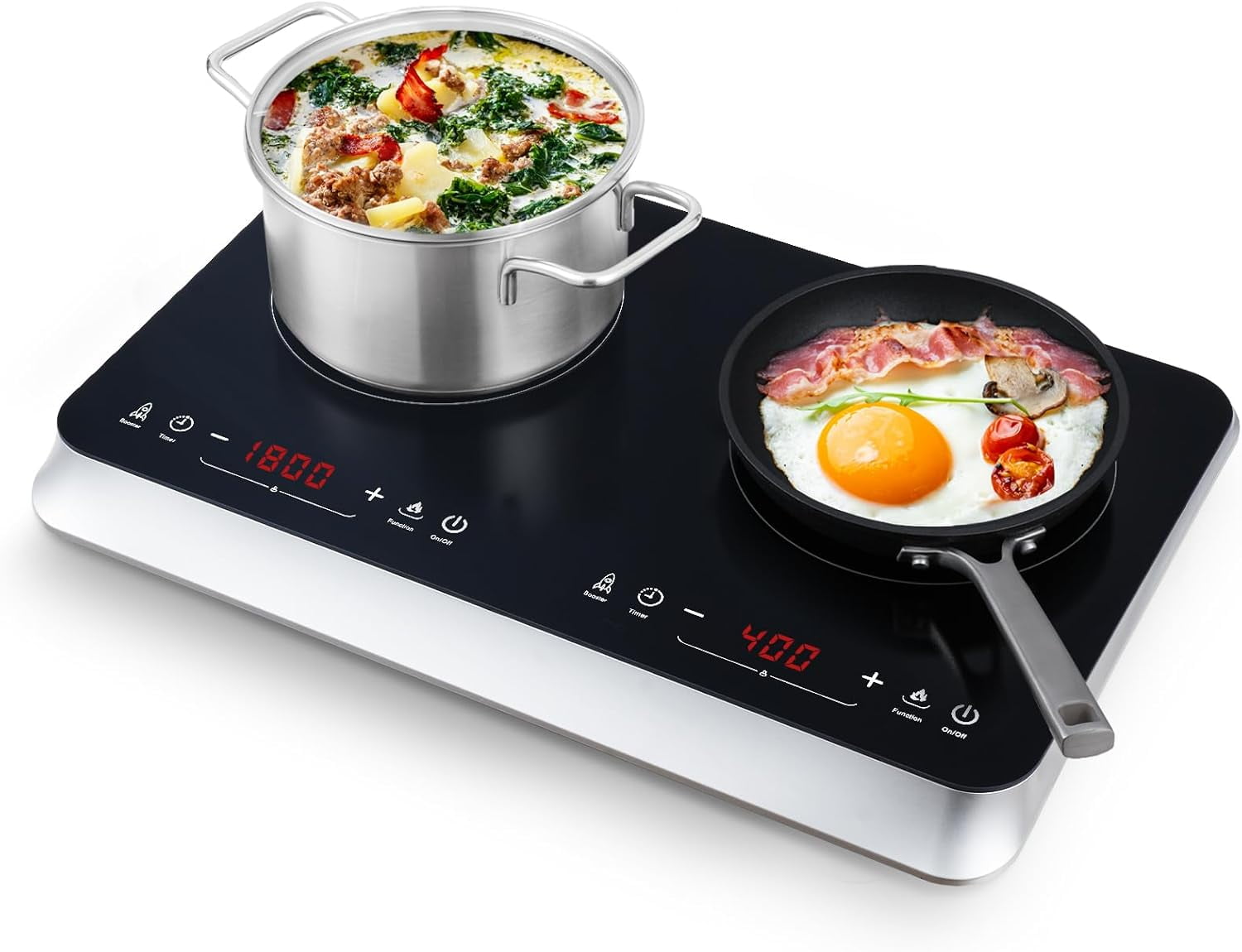 Double Induction Cooktop Burner with Fast Warm-Up Mode, 1800w 2 10 ...