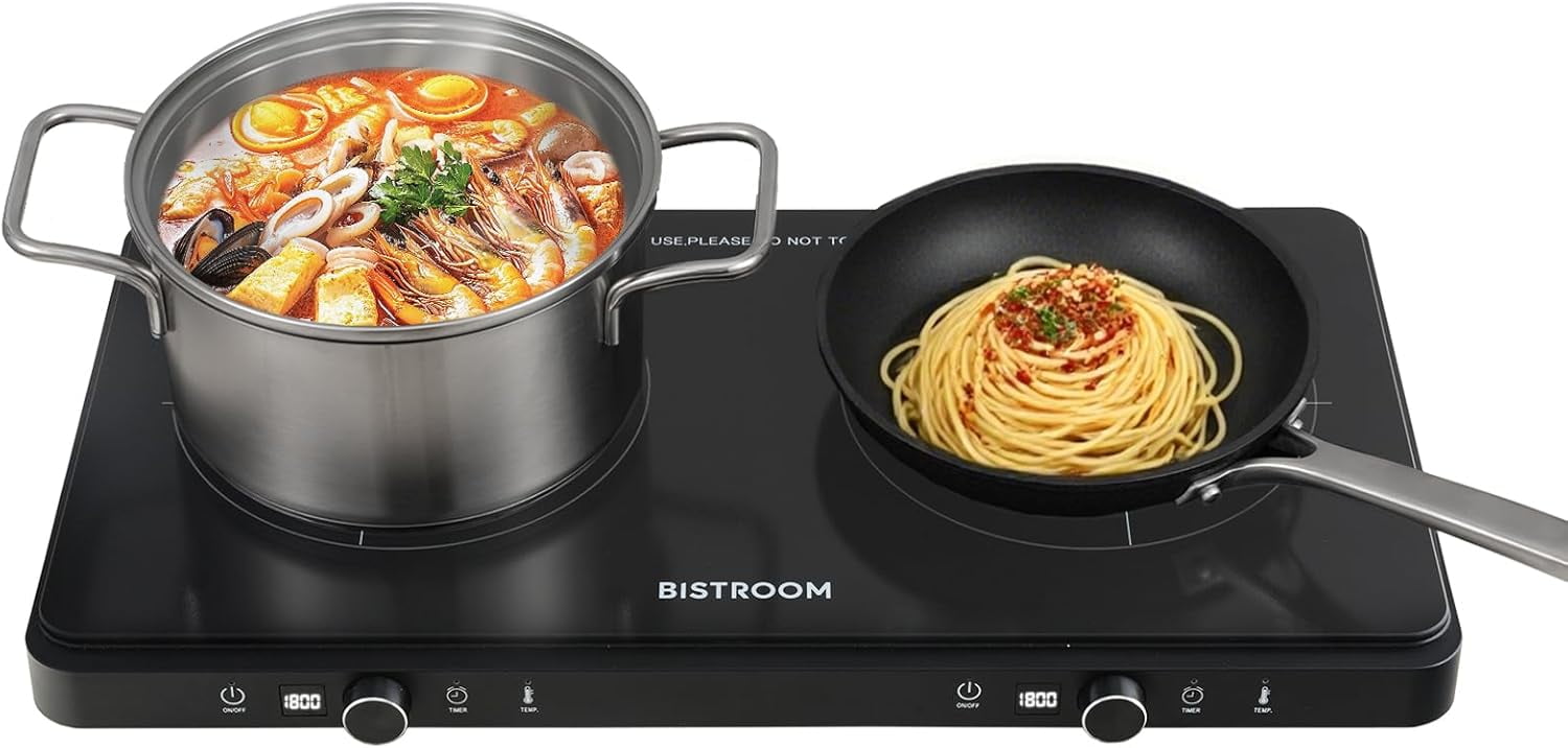 Double Induction Cooktop Continuous Low Power 9 Temperature Countertop ...