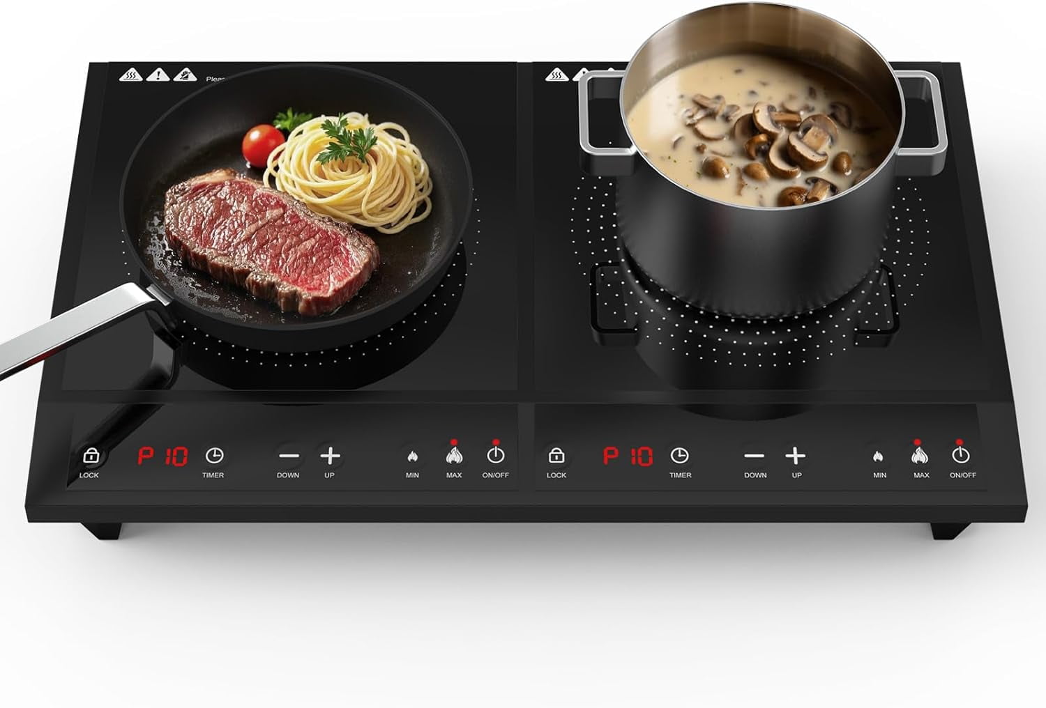 Double Induction Cooktop,Portable Cooker with 2 Burner Independent ...