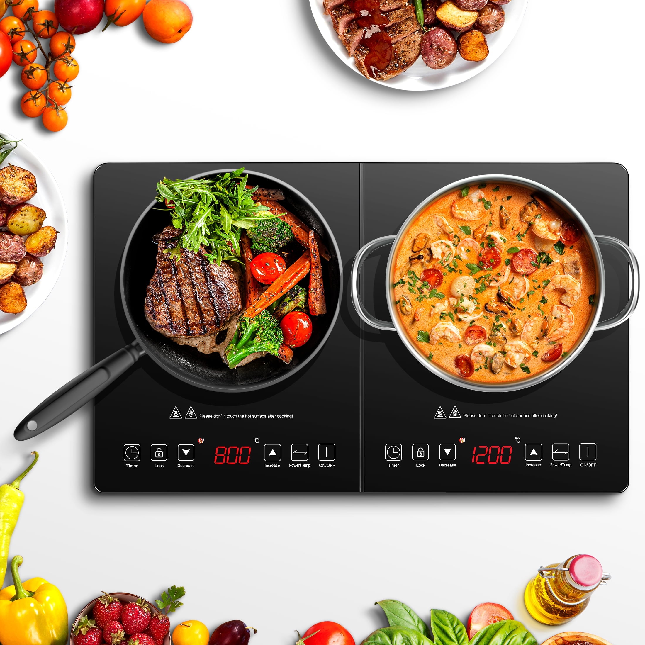 Free Shipping! Double Induction Cooktop, Sunmaki Induction Cooker 2 ...