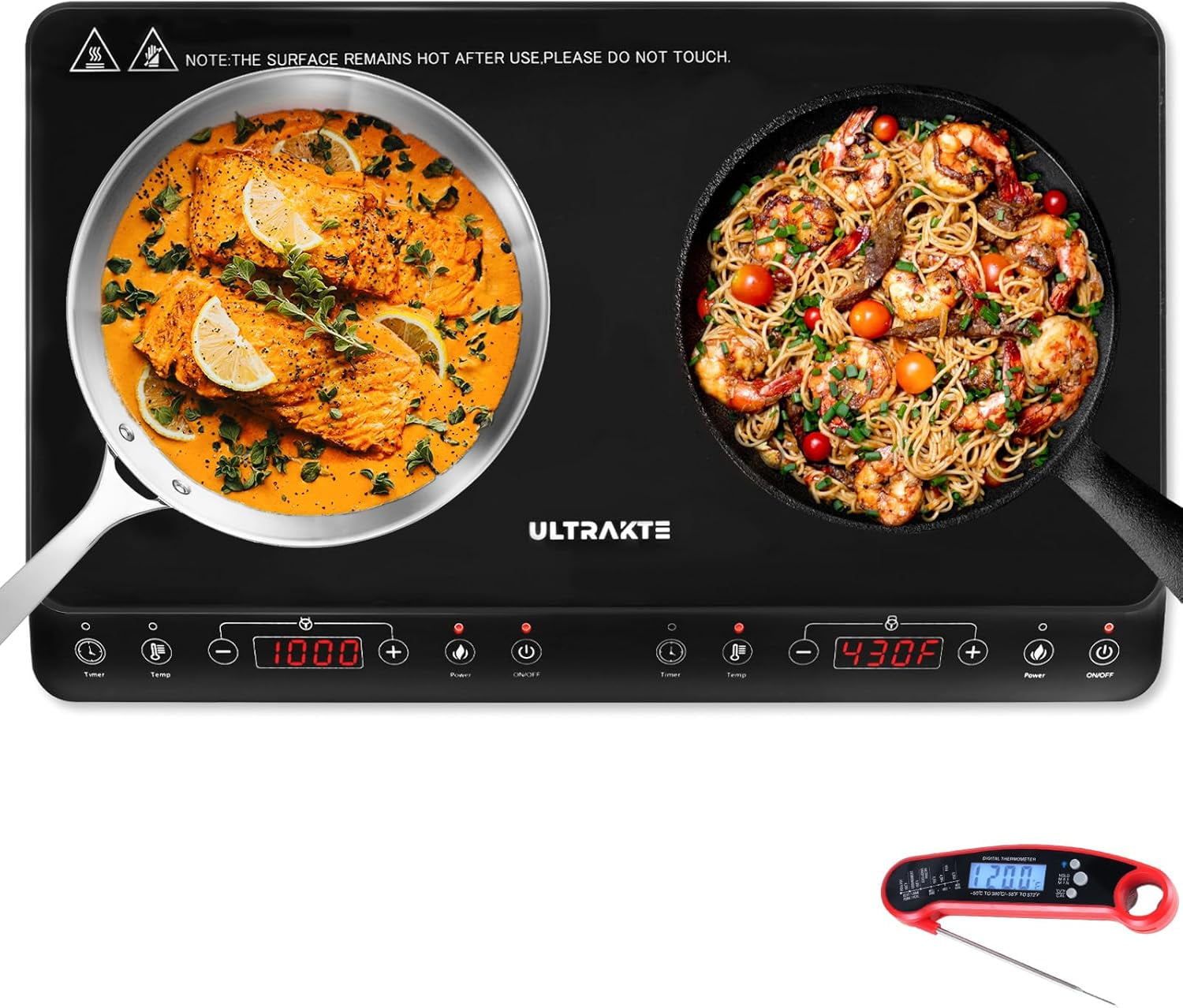 Double Induction Cooktop, ULTRAKTE Portable Dual Countertop Burner with ...