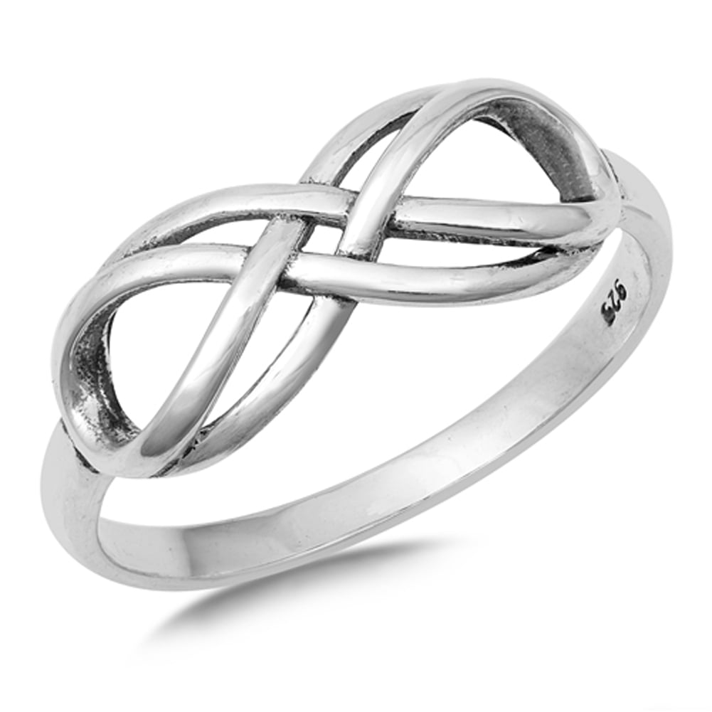 Double Infinity Knot Promise Ring .925 Sterling Silver Band Jewelry ...