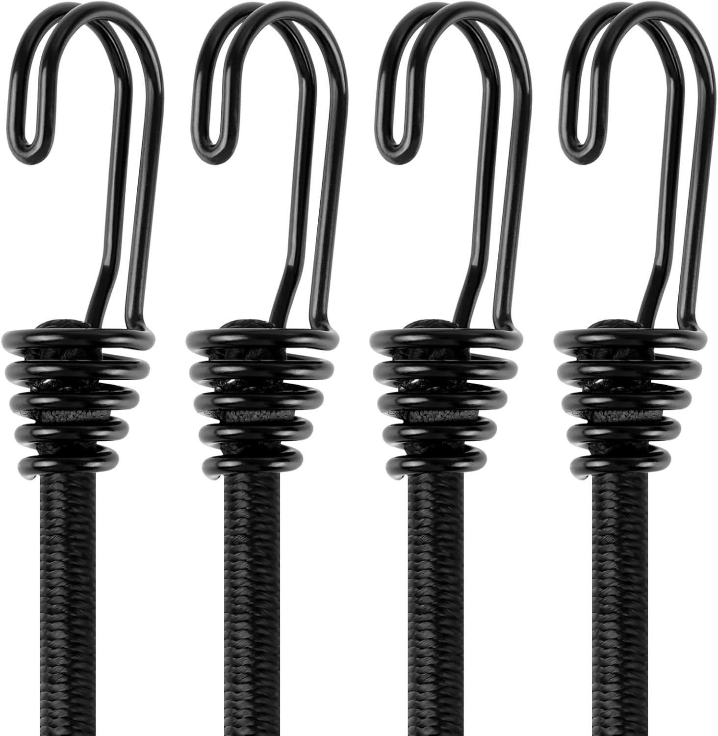 Double J Bungee Cord with Hooks 24 Inch-Black Bungee Cords Hooks Heavy ...