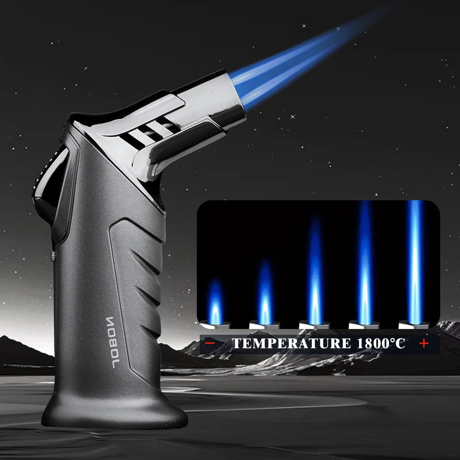 Double Jet Flame Torch Lighter, Adjustable Flame Butane Refillable ...