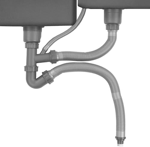 Double Kitchen Sinks Drain Pipe Kit, Expandable All In One Sink Drain ...