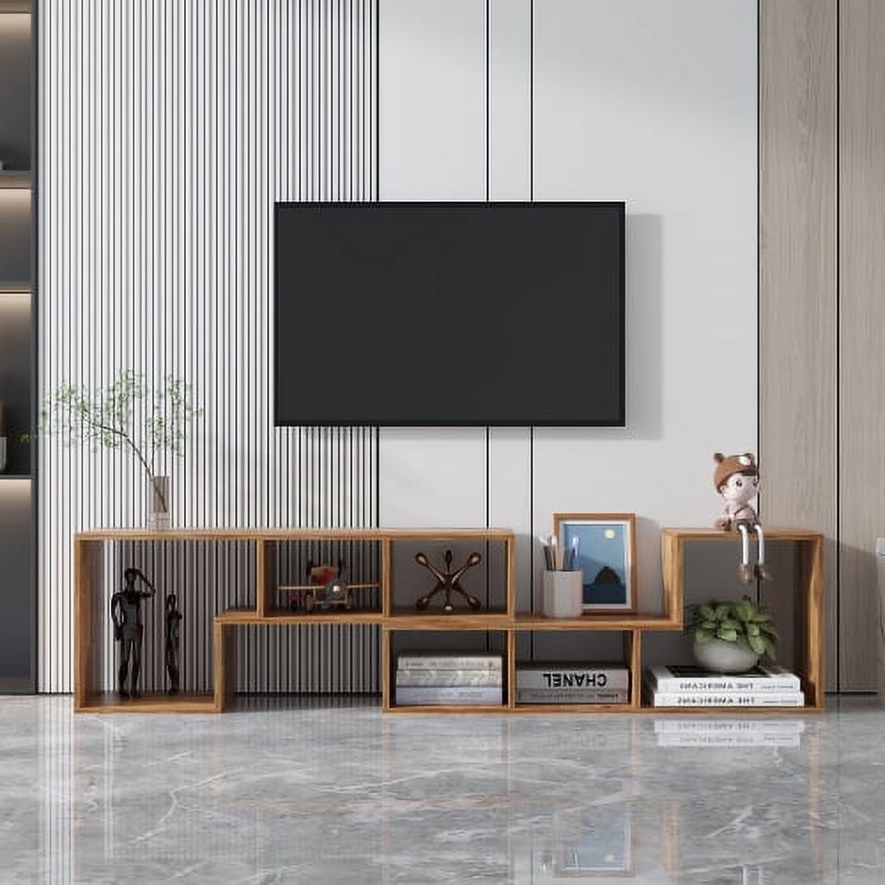 Double L-Shaped Oak TV Stand,Display Shelf ,Bookcase for Home Furniture ...