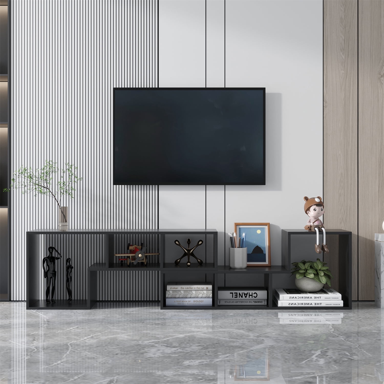 Double L-Shaped TV Stand Extendable and Twistable Building Blocks TV ...