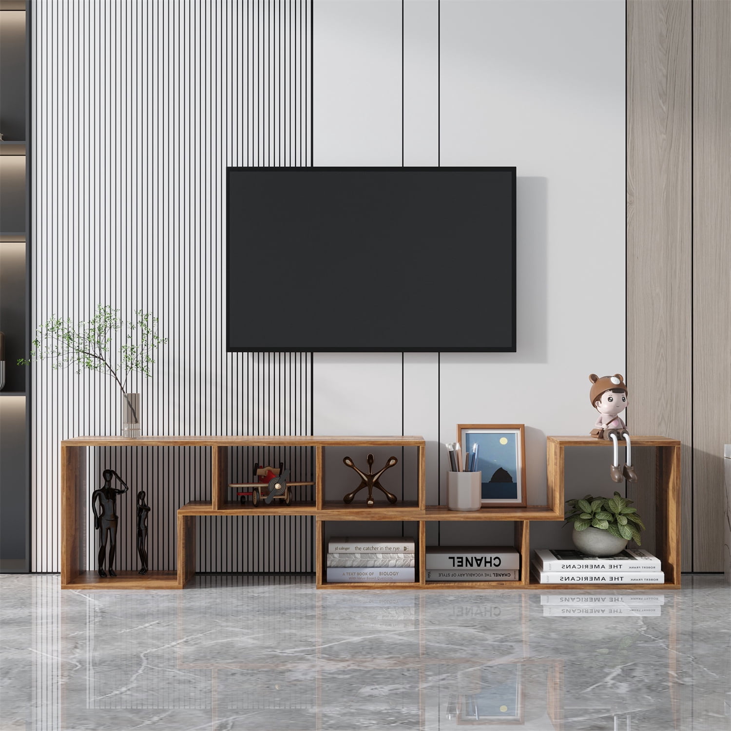 Double L-Shaped TV Stand Extendable and Twistable Building Blocks TV ...