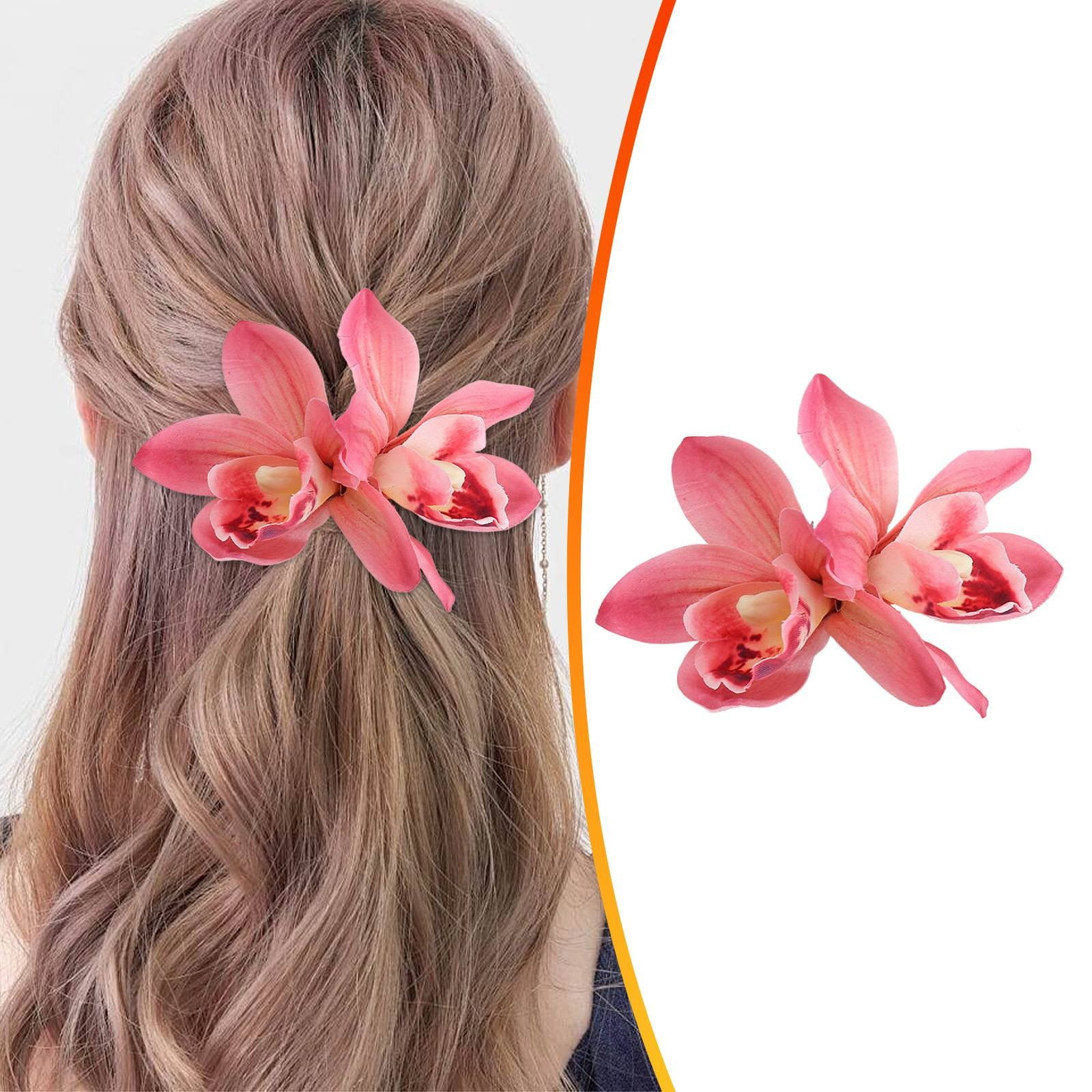 Double Large Orchid Adhesive Artificial Flower Watermelon Red ...