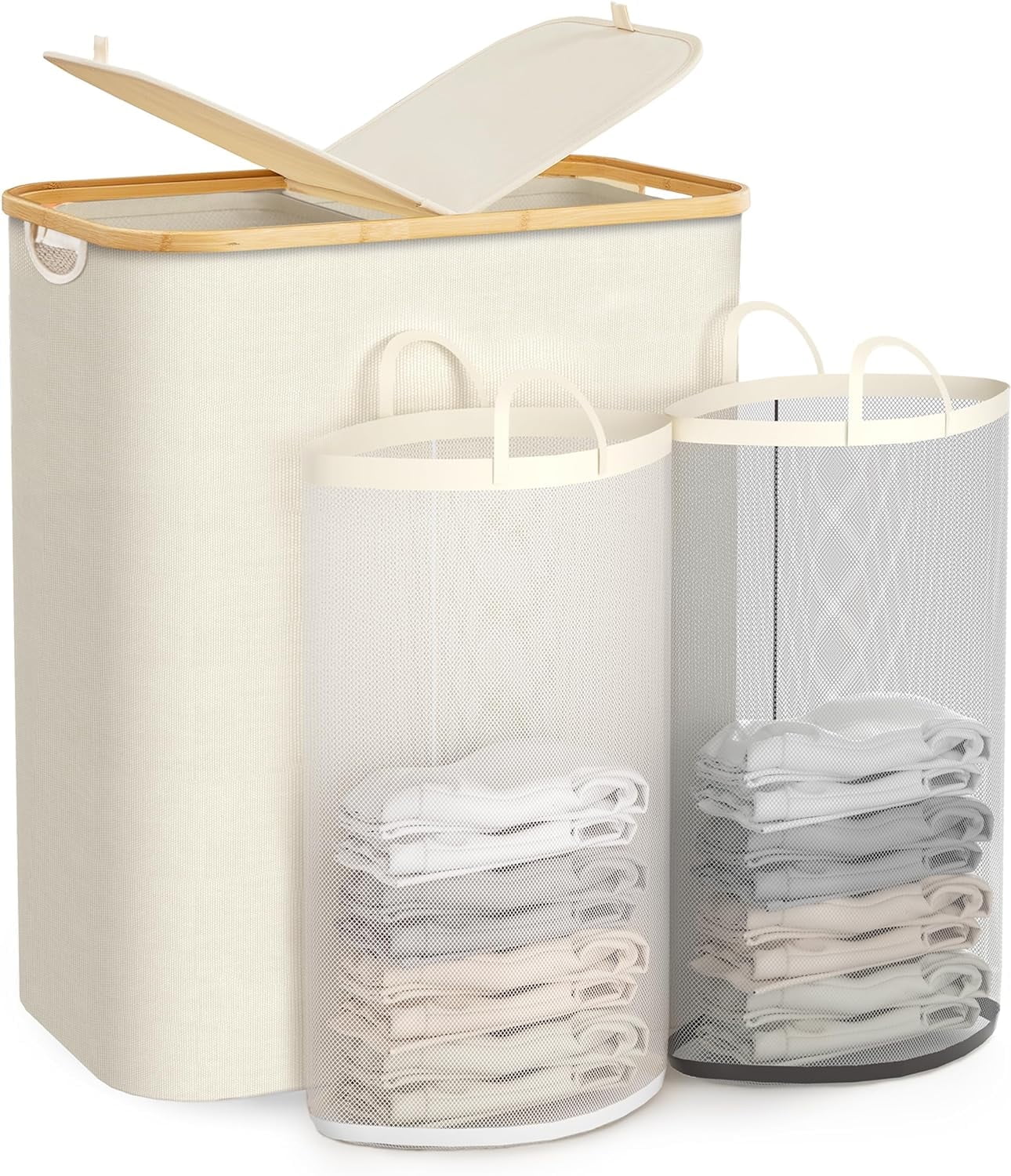 Double Laundry Hamper with Lid, Divided Laundry Hamper with Removable ...