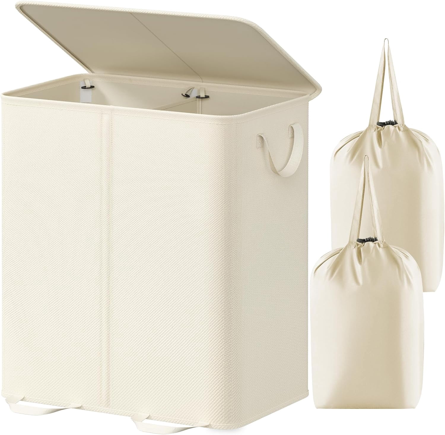 Double Laundry Hamper with Lid and Removable Laundry Bags, Large ...