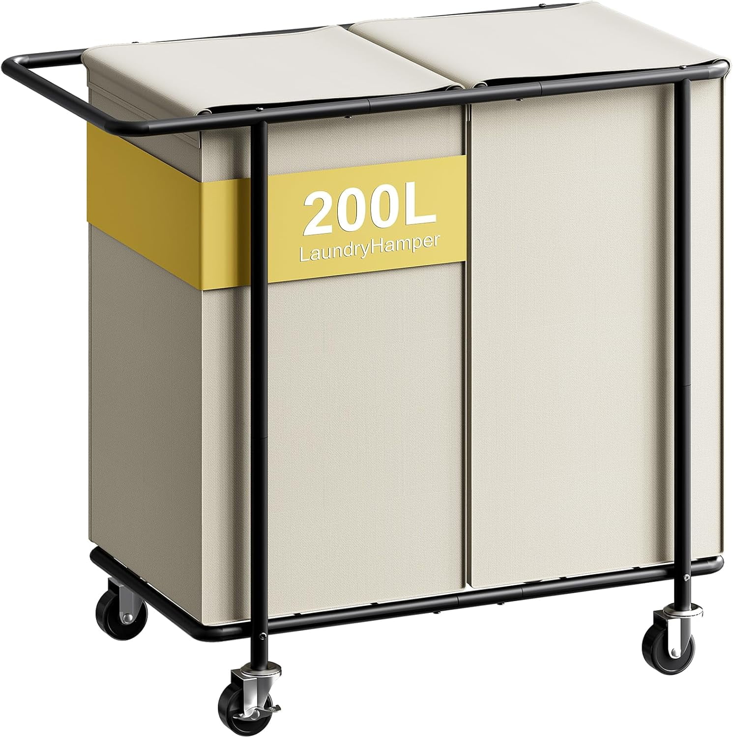 Double Laundry Hamper with Wheels,200L Rolling Laundry Basket 2 Section ...