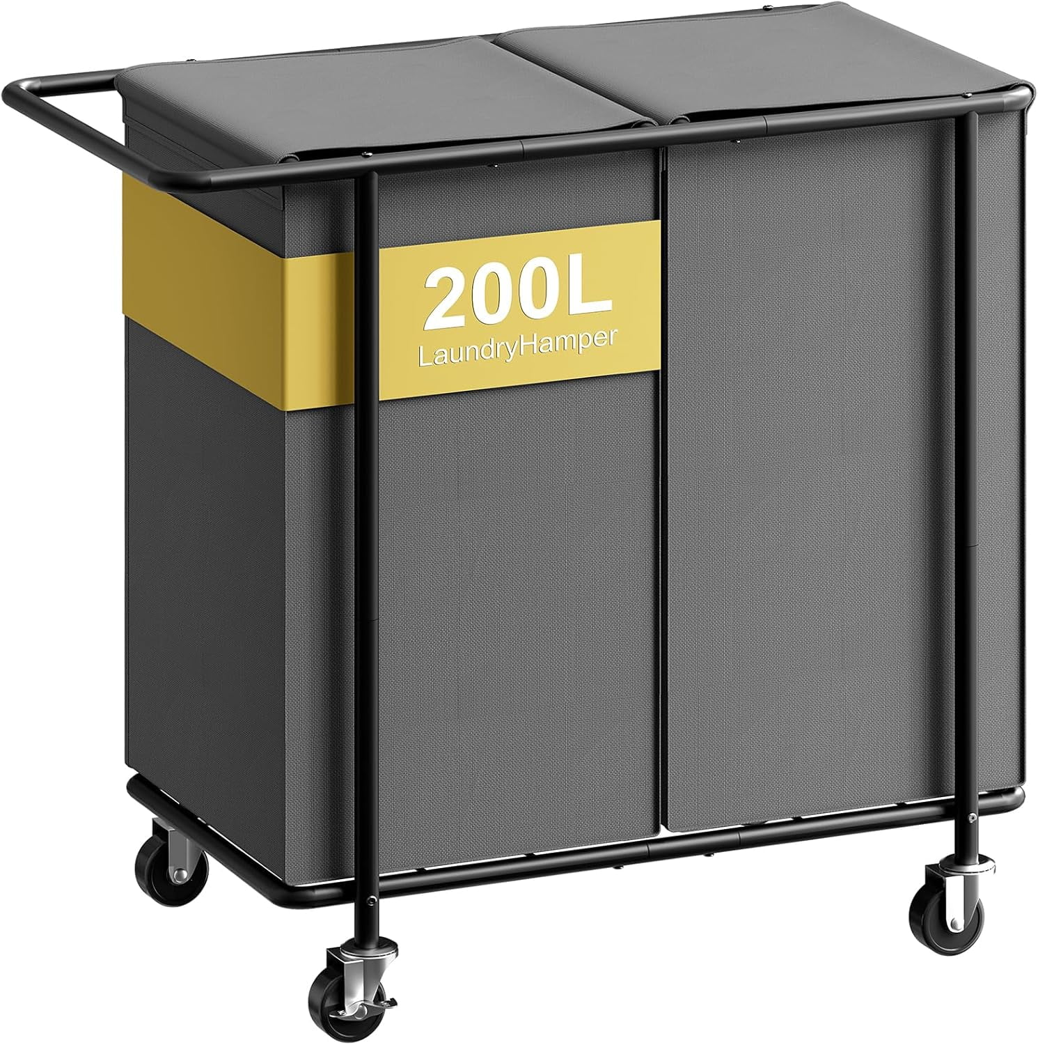 Double Laundry Hamper with Wheels,200L Rolling Laundry Basket 2 Section ...
