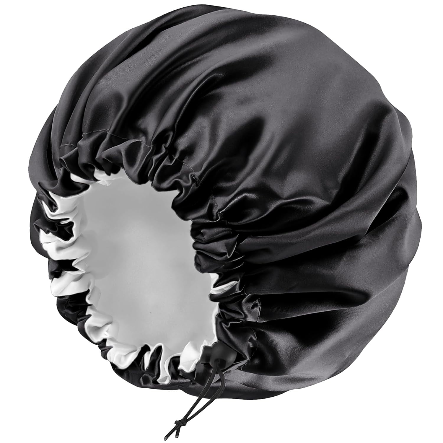 Double-Layer Adjustable Satin Silk Sleep Bonnet for Women with Curly ...