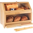 Double Layer Bamboo Bread Box for Kitchen Countertop, Cutting Board ...