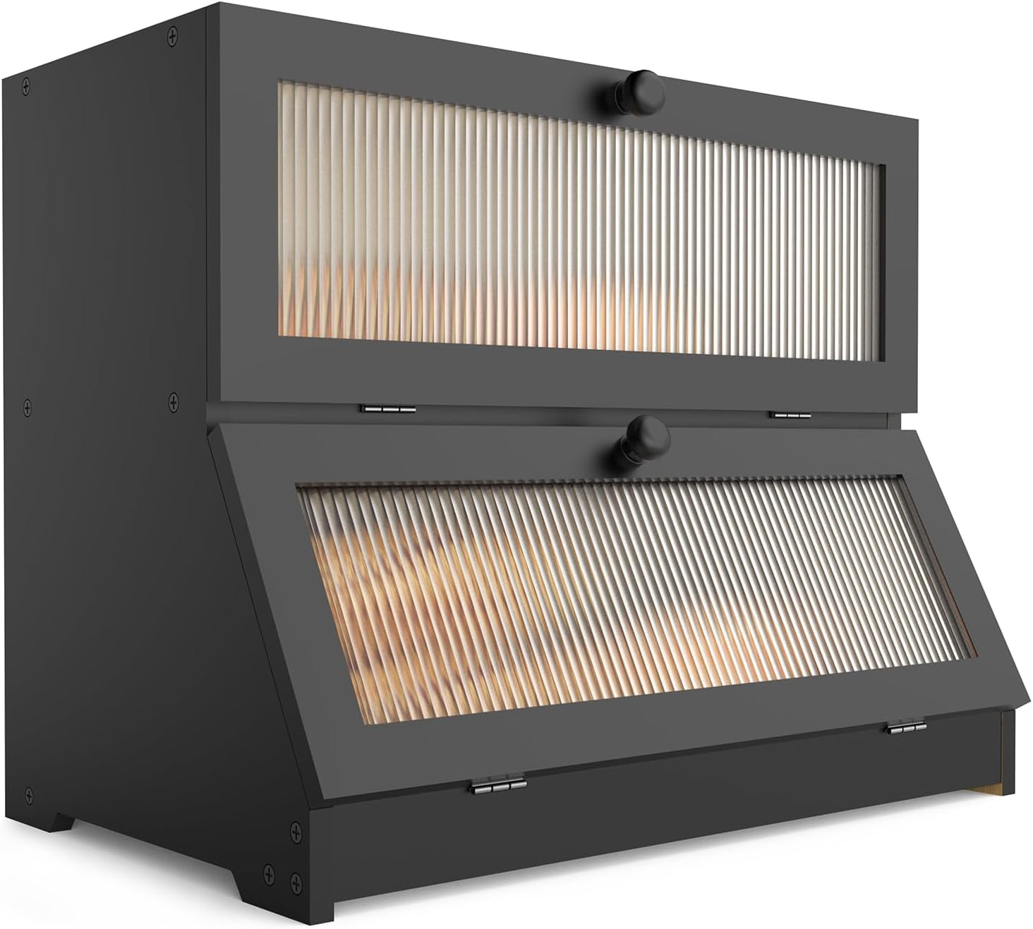 Double Layer Bamboo Bread Box for Kitchen Counter-Large Capacity Bread ...