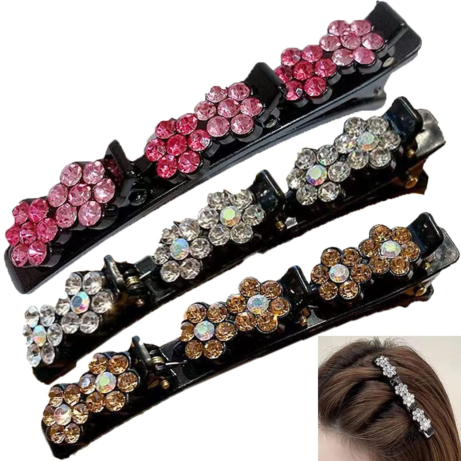 Double Layer Band Twist Plait Headband Hairpin 3PCS Alligator Hair Claw ...