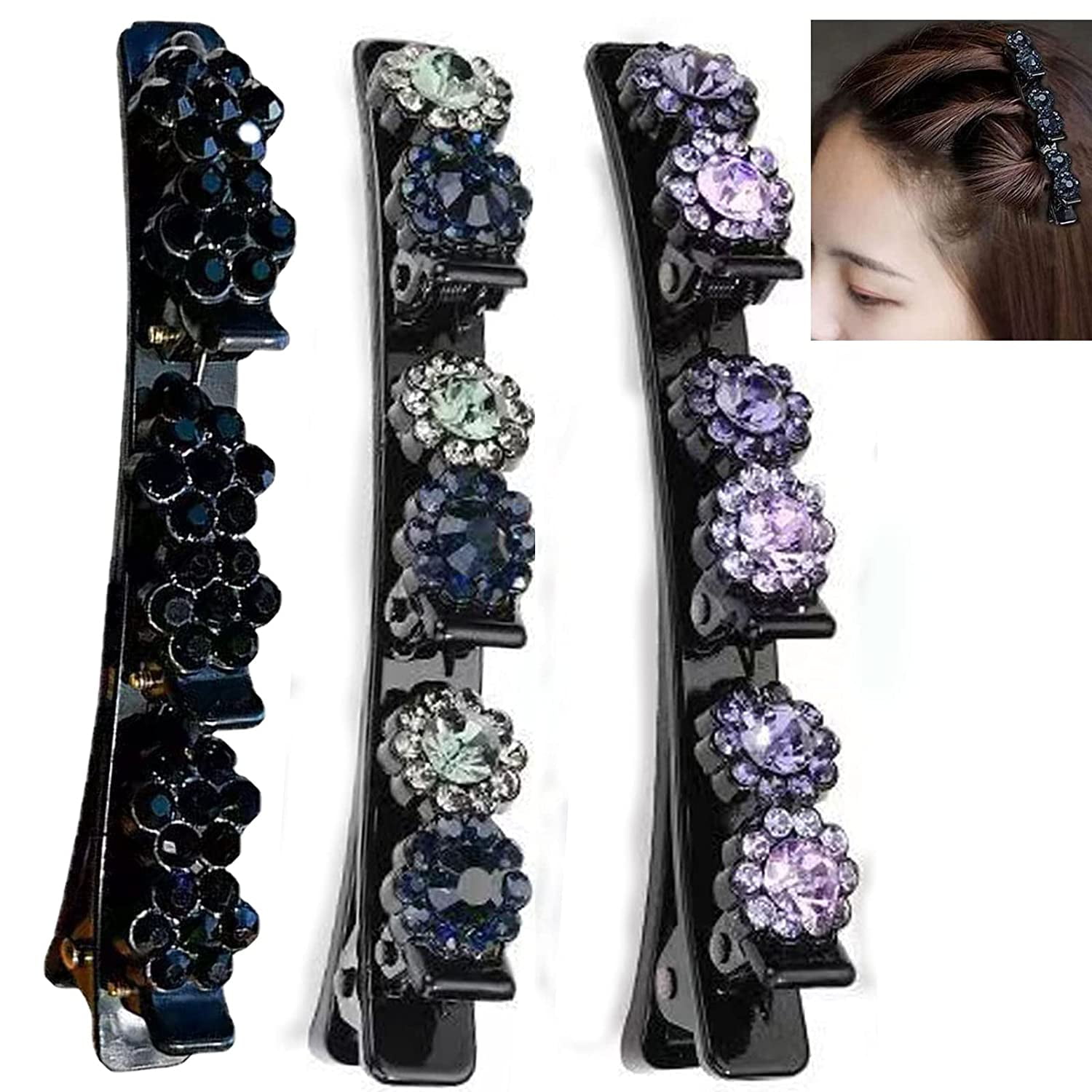 Double Layer Band Twist Plait Headband Hairpin 3PCS Alligator Hair Claw ...