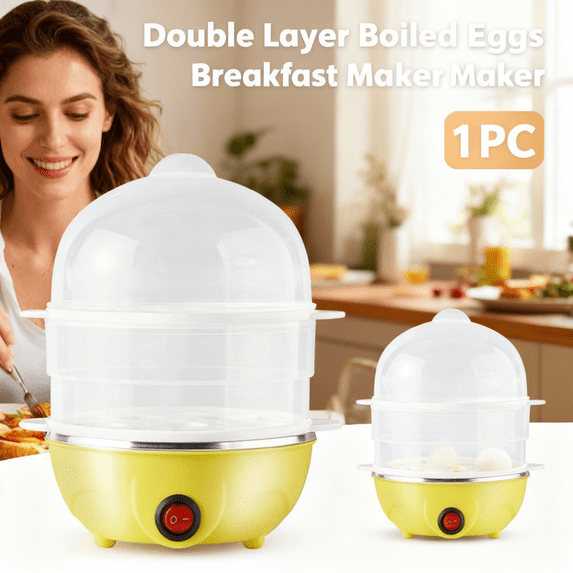 Double Layer Boiled Eggs Breakfast Maker, Automatic Electric Egg Cooker ...
