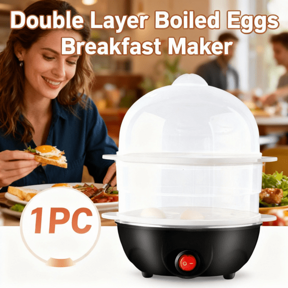 Double Layer Boiled Eggs Breakfast Maker, Large Capacity 14-Egg ...