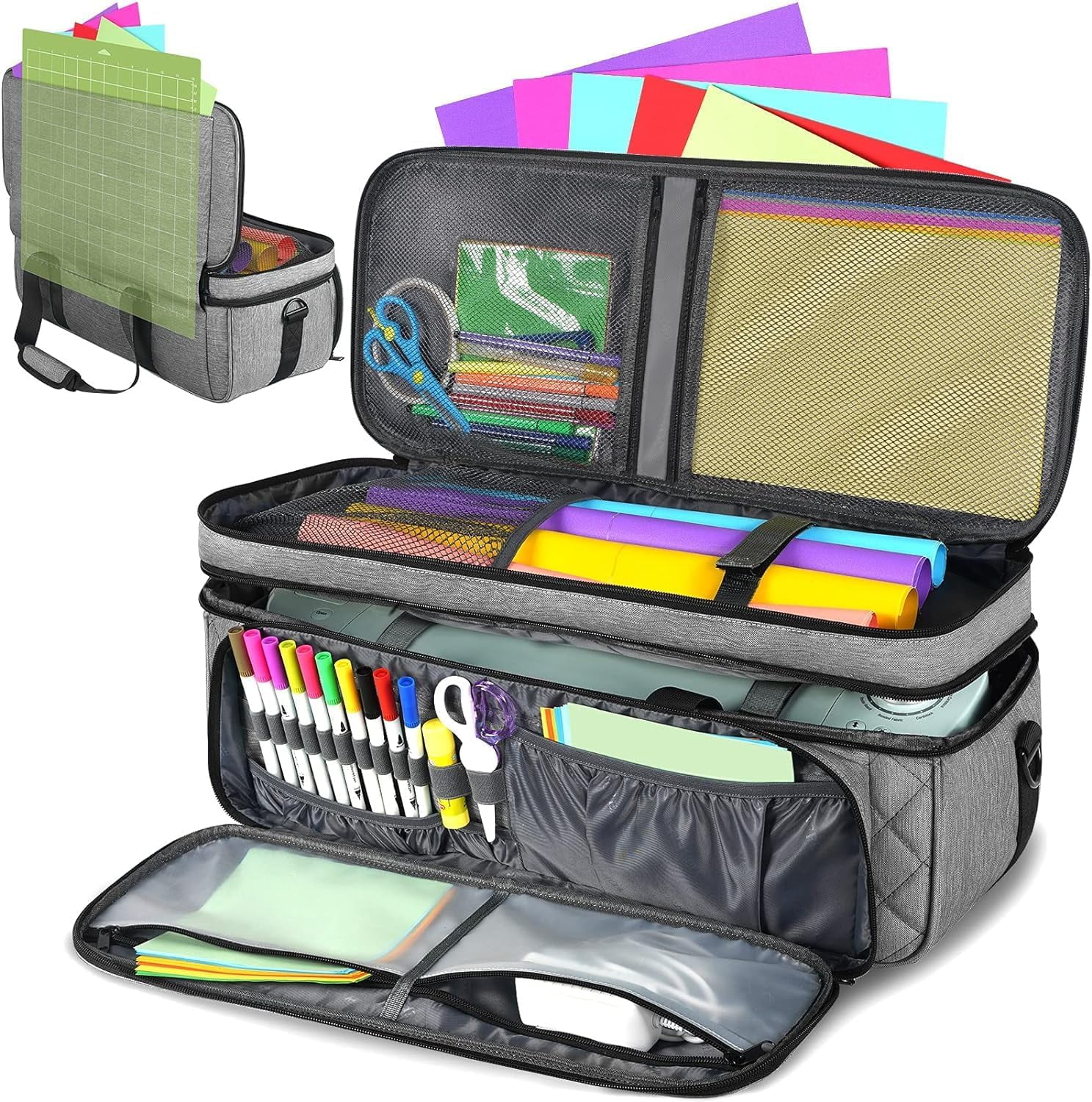 Double-Layer Carrying Case for Cricut Maker 3, Explore 3, Explore Air 2 ...