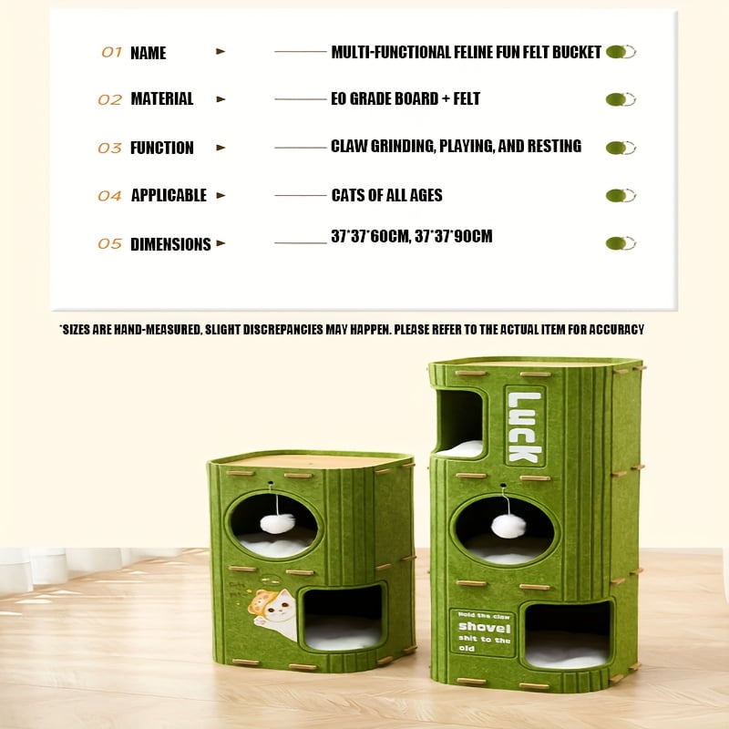 Double-Layer Cat Climbing Tree & Bunk Bed with Hideout Tunnel - Durable ...